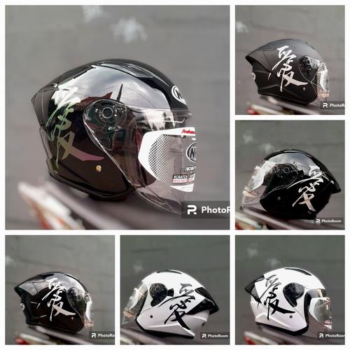Jual HELM NHK R1 MAX MOTIF KANJI DOBLE VISOR - BLACK SILVER, XL - Kota ...
