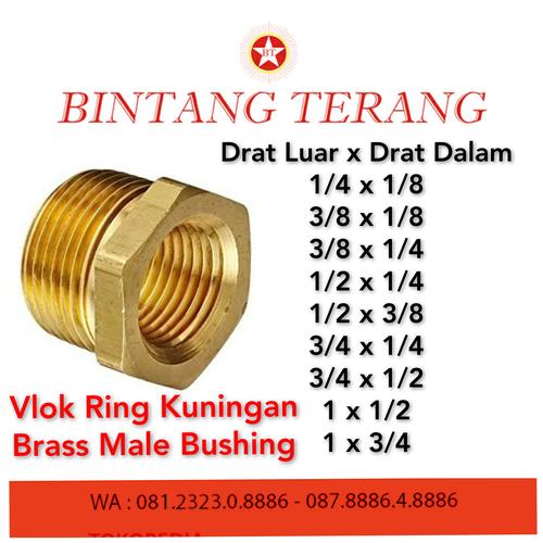 Jual Vlok Ring Kuningan 1/4 x 1/8 / Verlop Ring / Bushing / Valve Ring ...