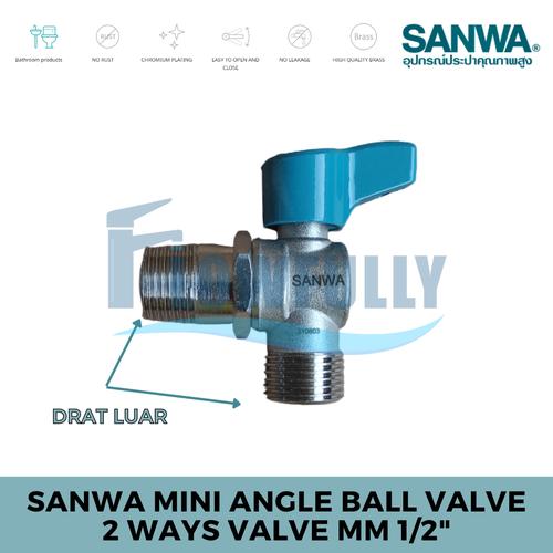 Jual MINI ANGLE BALL VALVE MM 1/2 INCH SANWA KUNINGAN STOP KRAN ELBOW ...