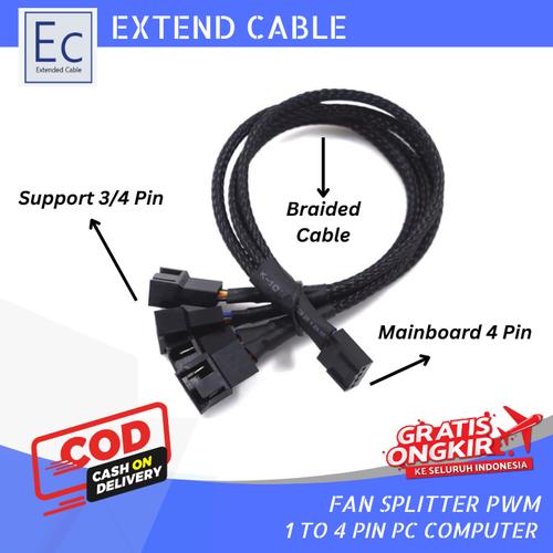 Jual Kabel Fan Hub Cable Sleeve PWM 1 to 4 pin Splitter Extension ...