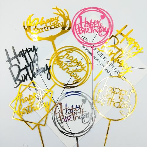 Promo topper happy birthday akrilik kue/topper tulisan hbd/hiasan kue ...