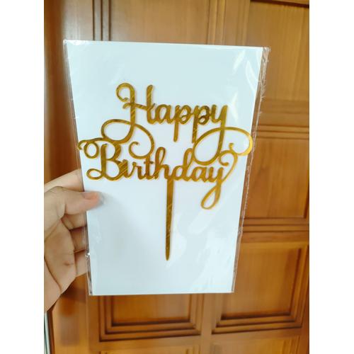Jual topper happy birthday akrilik kue/topper tulisan hbd/hiasan kue ...