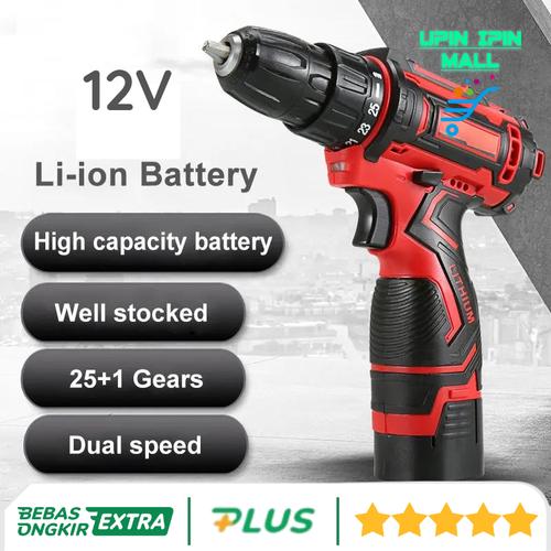 Jual Mesin Bor Listrik Baterai Lithium Electric Screwdriver 12V ...