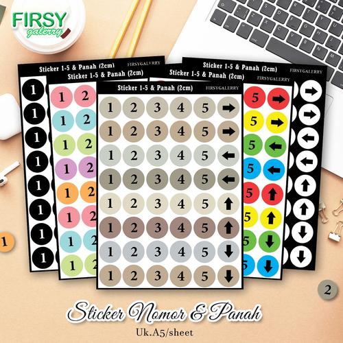 Jual Sticker Nomor Warna, 2CM, Label Angka, Stiker Tanda Panah, Bisa ...