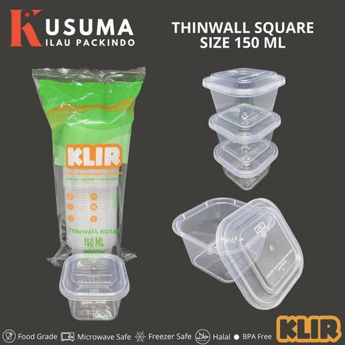 Jual KLIR Thinwall Square Kotak Persegi 150ml isi 25pcs per pack - Kota ...