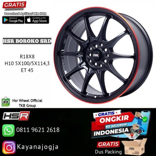 Jual Velg Mobil HSR Borok SRD Original Ring 18 18 - Black Red Line ...