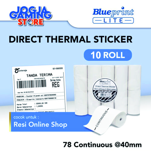 Jual Direct Thermal Sticker Label BLUEPRINT 78 Continuous @40mm 10 Roll ...