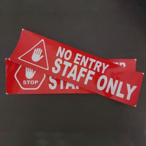Jual STIKER TANDA STAFF ONLY PINTU RUANGAN MERAH UKURAN 10 CM X 30 CM ...