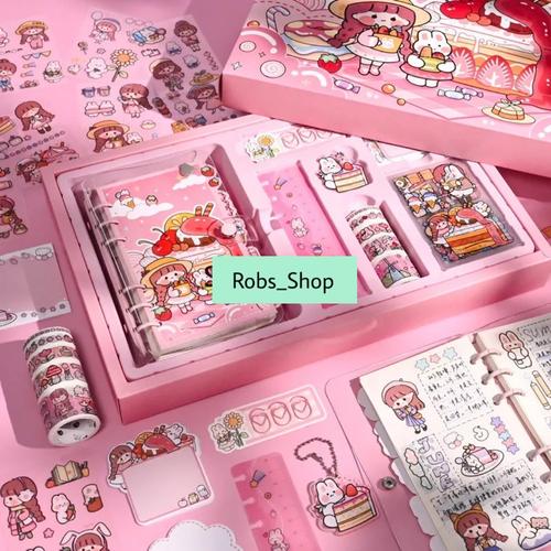 Jual Jurnal Kit Cute Diary Book Set Korea Style Cute Stickers Set ...