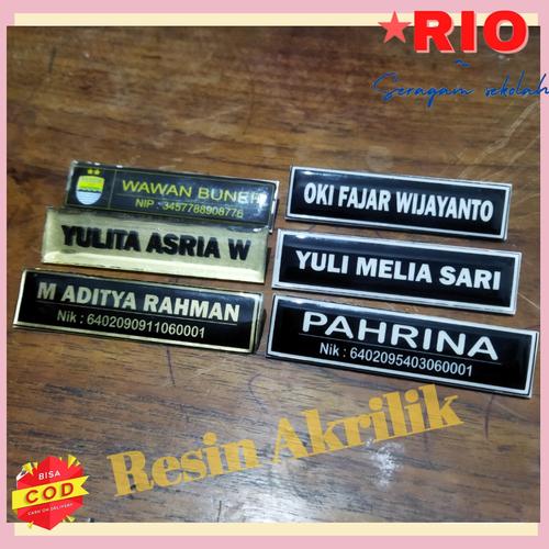 Jual Nametag akrilik custom papan nama - gold peniti, order 6 -50pcs ...