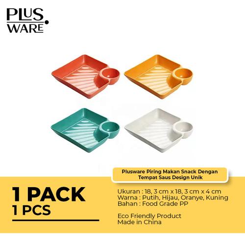Jual Plusware Piring Makan Snack Dengan Tempat Saus Design Unik - Hijau ...