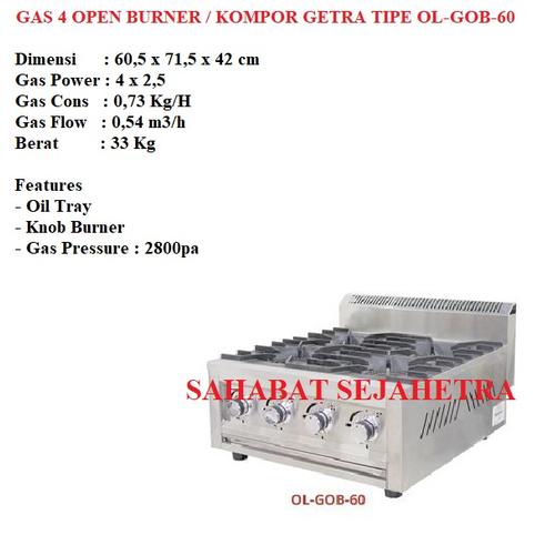 Jual Gas Open 4 Burner GETRA OL-GOB-60 Kompor Gas 4 Tungku - Jakarta ...