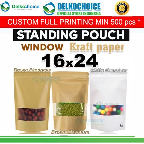 Jual Standing Pouch WINDOW 16x24cm Kraft Paper ZIPLOCK Plastik Klip ...