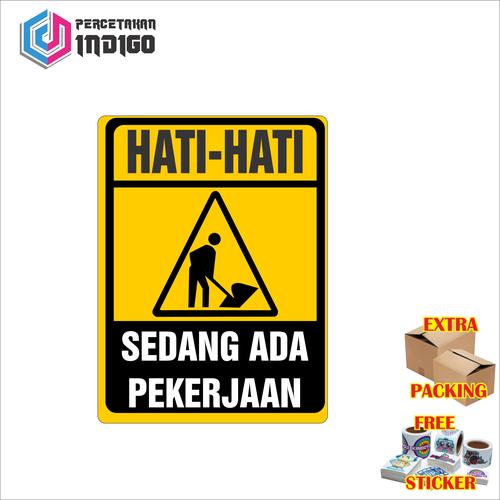 Jual plat alumunium rambu hati hati sedang ada pekerjaan - 45x60 - Kab ...