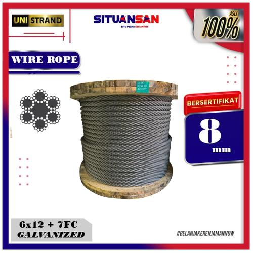 Jual Wire Rope / Kawat Seling Baja 8mm 6x12 + 7FC Galvanised UNISTRAND - Kota Surabaya ...
