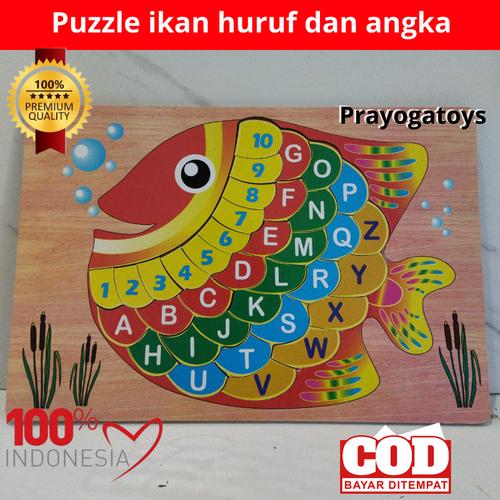 Jual Puzzle Angka Dan Huruf Gambar Ikan Mainan edukasi Anak 4 Tahun ...