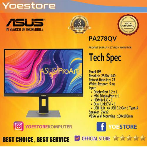 Promo Monitor LED ASUS Pro Art PA278QV 27" IPS 2560x1440 5ms - PA278QV ...