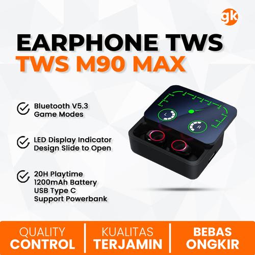 Jual Headset Bluetooth TWS Earphone M90 Max Wireless LED Display Indicator - Kota Surabaya ...