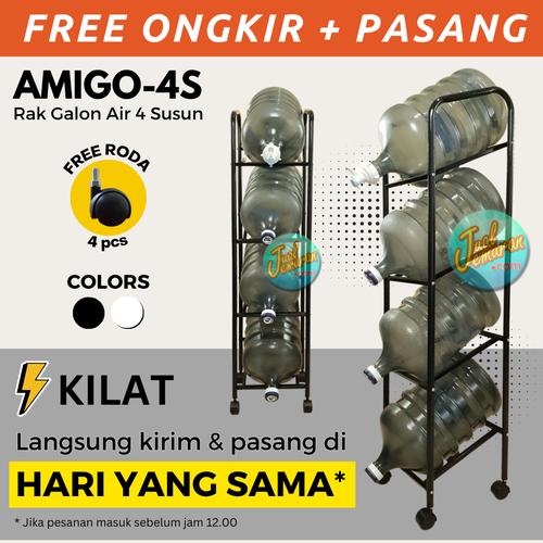 Promo FREE PASANG Rak Galon 4 Susun Besi Beroda Kuat & Kokoh Minimalis ...
