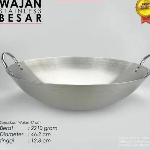 Jual WAJAN WAJAN BESAR STAINLESS 47 CM KUALI WOK TEBAL PENGGORENGAN ...