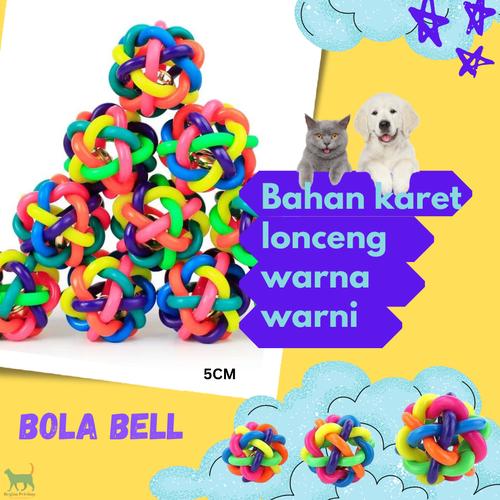 Jual Mainan Lempar Gigit Bola Anjing Bola Karet Kerincing Cat Toy bell ...