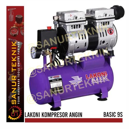 Jual LAKONI BASIC 9S Air Compressor OILLESS Oiless 3/4 HP 0.75 HP 8L ...