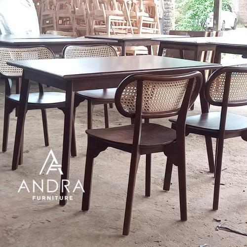 Jual set meja makan kursi minimalis kombinasi rotan 4 kursi bahan kayu jati - Kab. Jepara ...