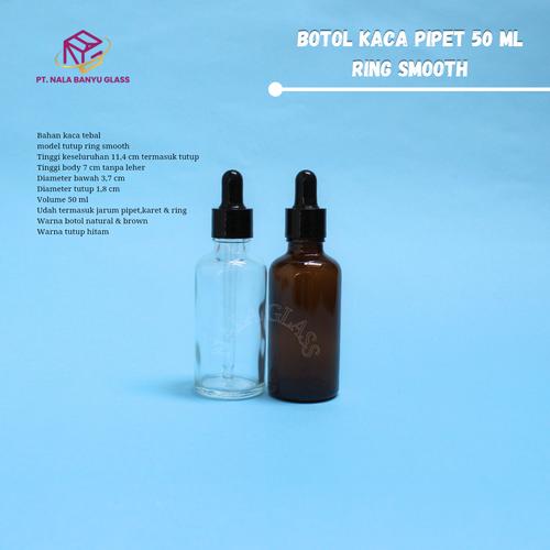 Jual BOTOL PIPET 50ML KACA TEBAL / BOTOL SERUM 50ML RING HITAM SMOOTH ...
