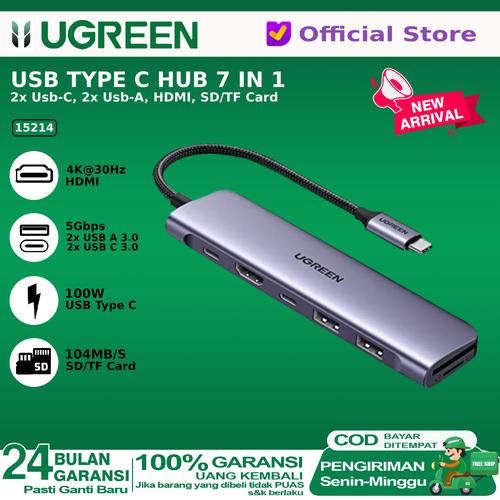 Jual Ugreen Usb C Hub 7 In 1 Usb 3 0 Hdmi Sd Tf Card 4k 30hz Display