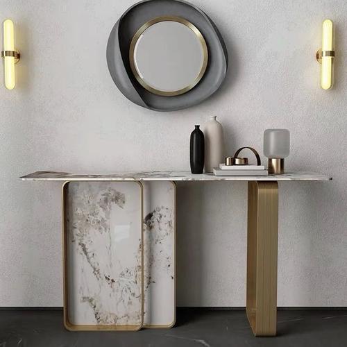 Jual Meja Konsol Marmer Stainless Gold Doff Minimalis - Meja Foyer ...