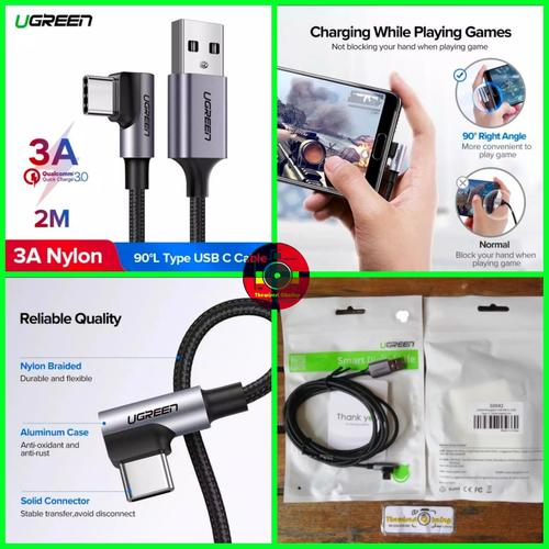 Jual Kabel Cas Charger Ugreen Cable USB C Type-C L 90 degree 3A 2M tipe ...