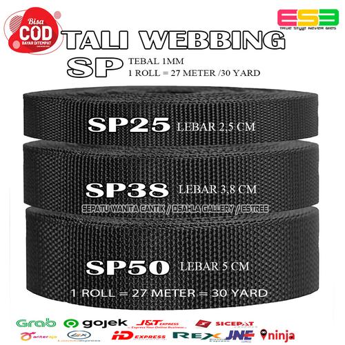 Jual Tali Tas Webbing Polyester 1 Roll Lebar 2,5 3,8 5 cm Strap Bisban ...