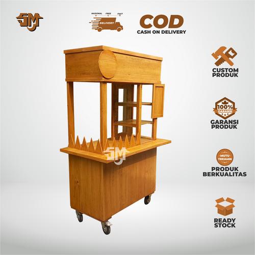 Jual Gerobak Kayu Kekinian/Grobak Minuman Booth 2 Sosis Bakar ThaiTea ...
