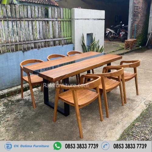 Jual Dining Set Meja Makan 6 Kursi New Kayu Trembesi Suar Solid Harga ...