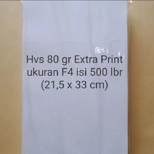 Jual Kertas Hvs 80 gsm Extra Print ukuran F4 Folio 21,5x33 cm isi 500 ...
