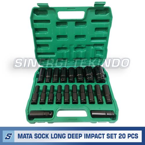 Jual Mata Sock Panjang Impact Wrench 1/2 6PT 8 - 32 MM Kunci Sok Deep ...