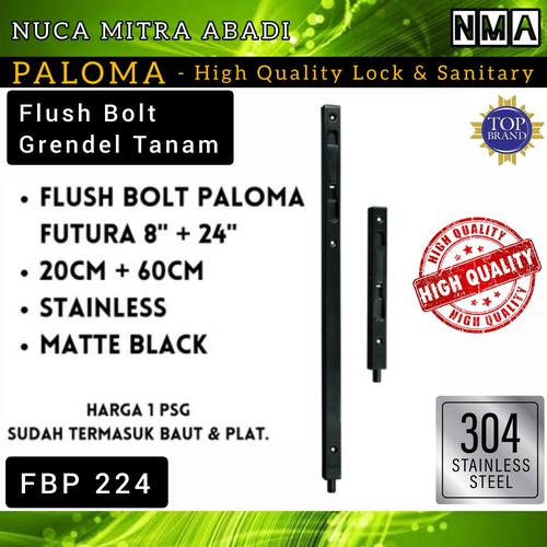 Jual FLUSH BOLT GRENDEL SLOT TANAM PINTU 8" + 24" INCH BLACK PALOMA FBP ...