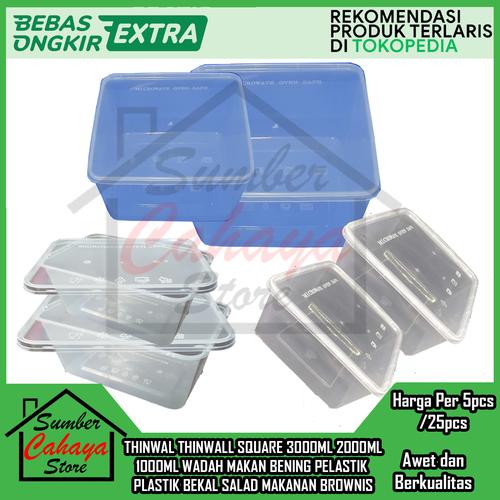Jual Thinwal Thinwall Square Uk 1000 2000 3000 Ml Wadah Bekal Plastic ...