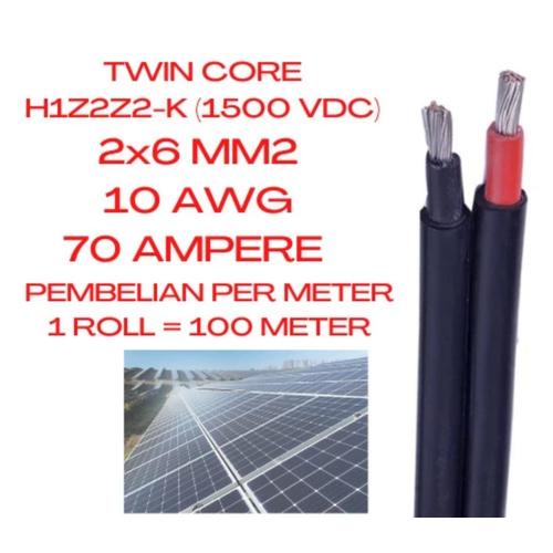 Jual Kabel Solar Panel 2x6mm PV Cable Twin Core PV-1F Kabel PLTS 2X6 mm ...