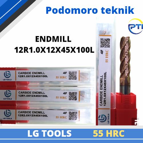 Promo Long Endmill Carbide 12 mm 12 R1 45 L100 Hard Cut 55 Hrc Merk LG ...