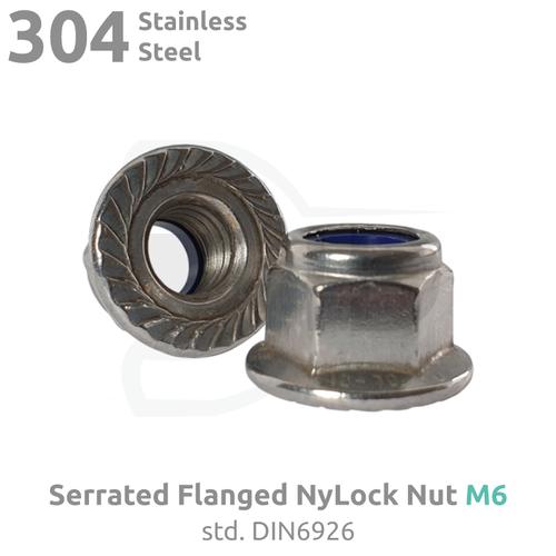 Jual DIN6926 Serrated Flanged Nylon Lock Nut Stainless Steel SUS304 M6 - Kota Tangerang ...