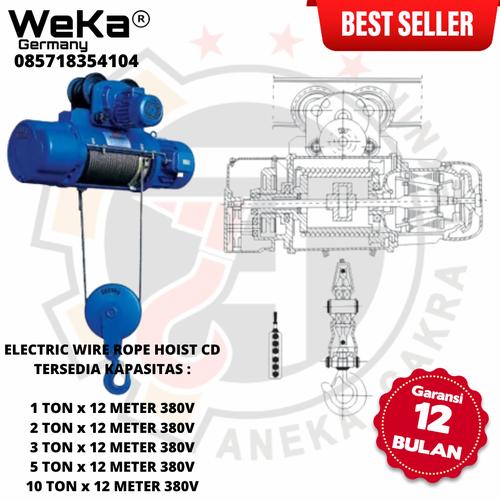 Jual Electric wire rope hoist crane 3 ton x 12 meter WEKA GERMANY ...