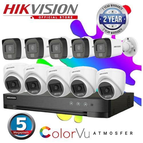 Jual PAKET CCTV HIKVISION 16 CHANNEL 10 CCTV 5MP COLORVU LENGKAP ...