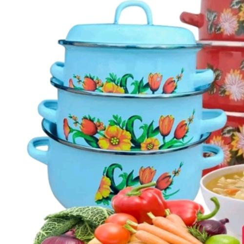 Jual panci enamel 3 susun warna motif kembang - Kota Bekasi - SEZEN ...
