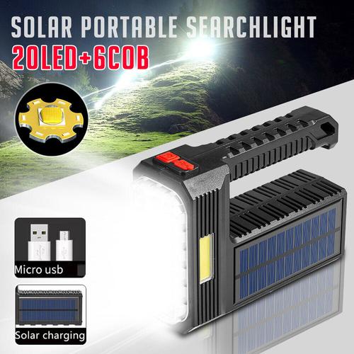 Jual Senter Gagang LED 80W+20W USB Rechargeable / Dengan Tenaga Surya ...