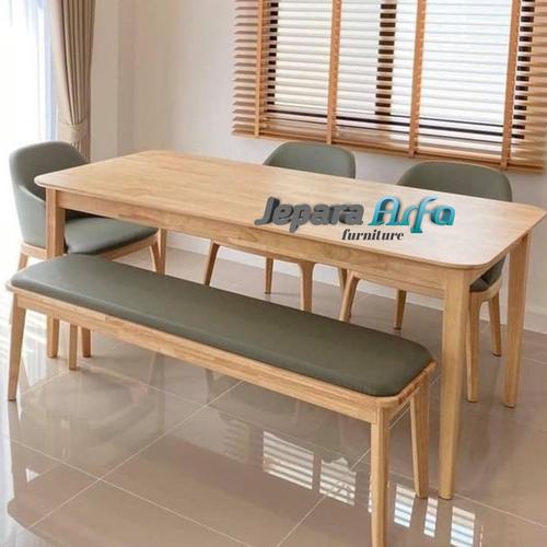 Jual set meja makan minimalis scandinavian 3 kursi dan bench stool ...