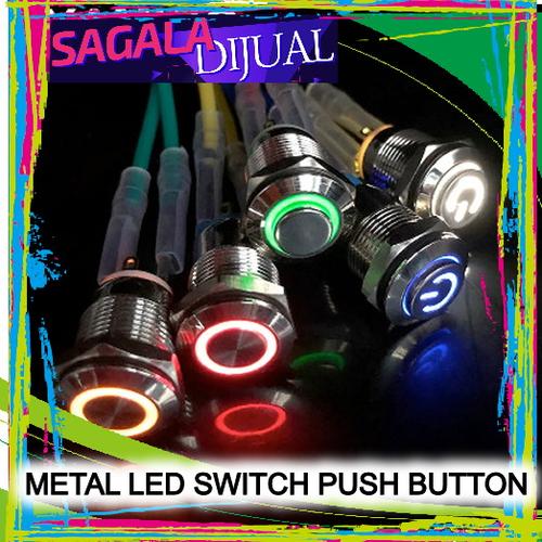 Jual Metal Push button LED Switch Light LATCHING Self Lock 12mm ...