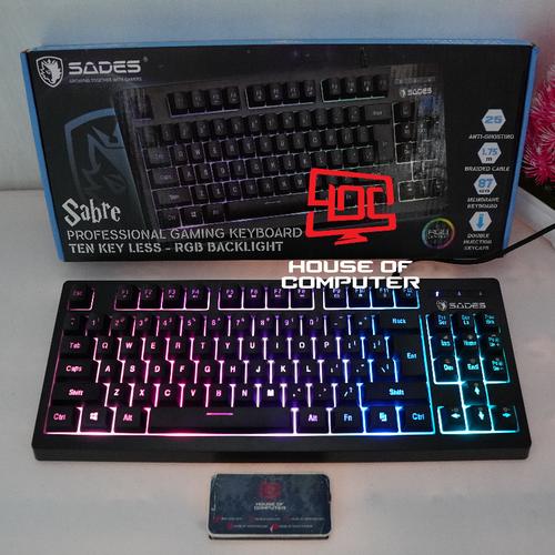 Jual KEYBOARD GAMING SADES SABRE SERIES HITAM TKL MEMBRANE RGB ...