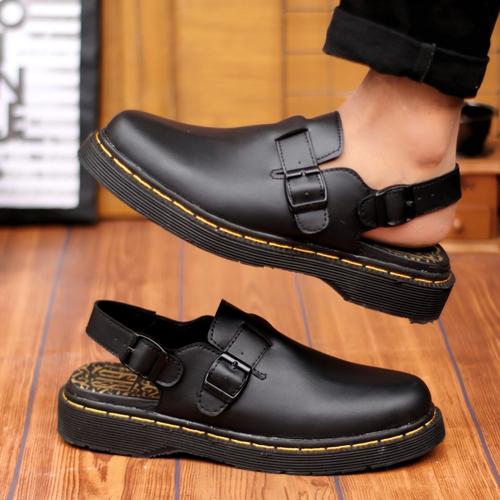 Jual Sepatu Sandal Pria Boston Series Docmart PU Leather Black - Hitam ...