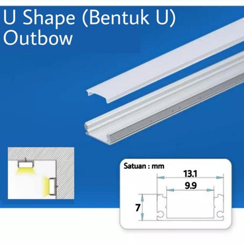 Jual HOUSING RUMAH LED STRIP U SHAPE ALUMUNIUM TEBAL PER 1 METER ...